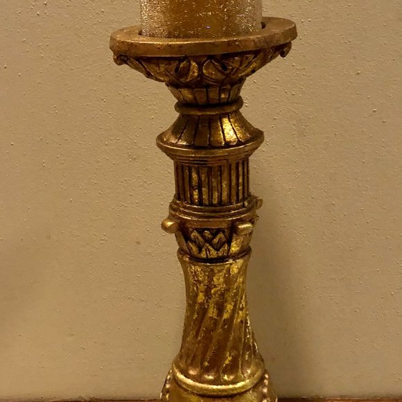 Pottery Barn | Accents | Large Gold Pillar Candle Holder Claw Foot ...